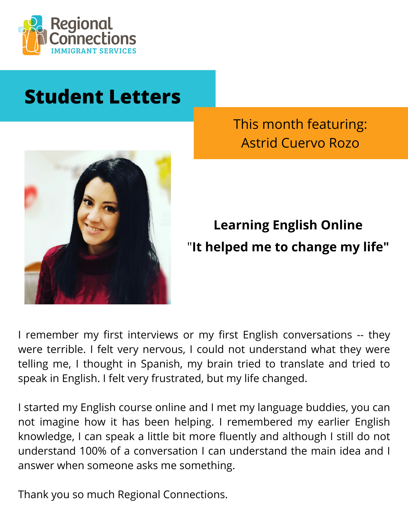 Student Letters featuring Astrid Cuervo Rozo – Regional Connections