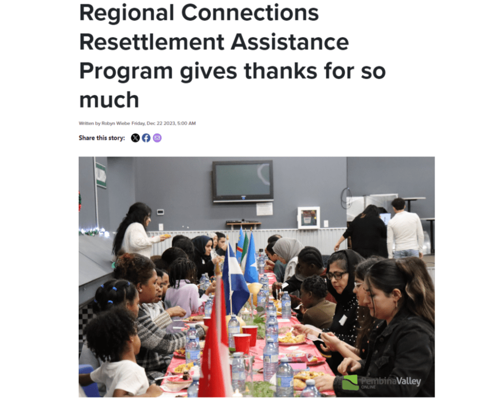 Regional Connections Resettlement Assistance Program gives thanks for ...